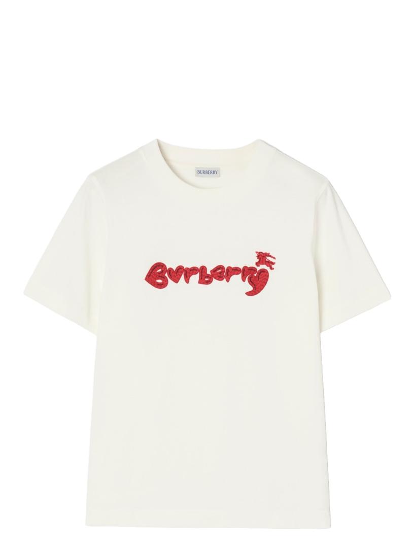 BURBERRY Burberry Embroidered Heart Logo Cotton T-Shirt